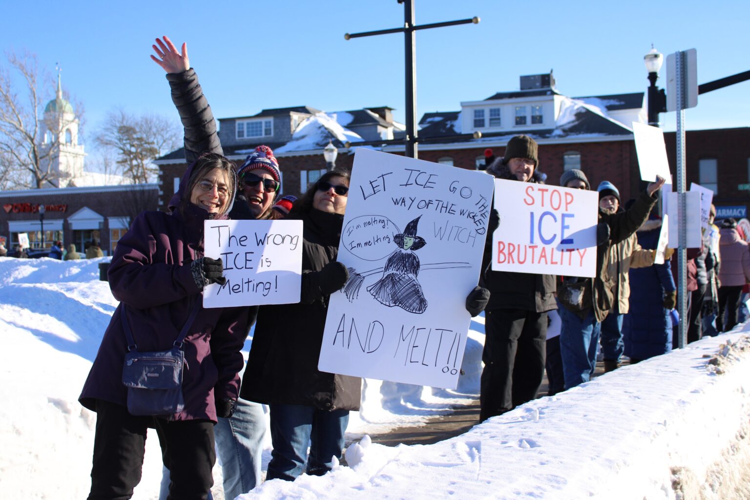 Anti-ICE Protestors Demonstrate in Needham Center – Needham Local